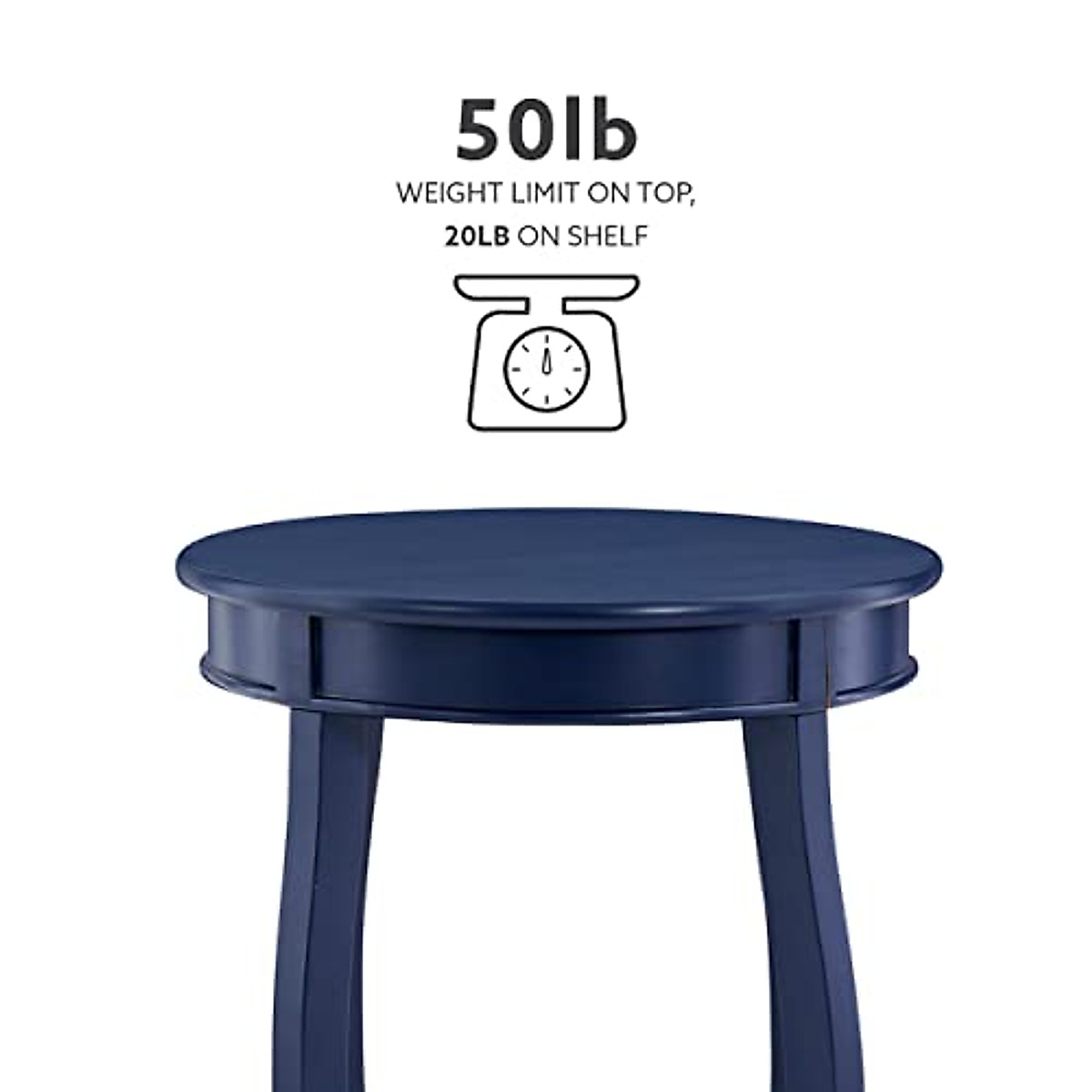 Powell Navy Blue Shapely Legs and Shelf Phipps Round Side Table