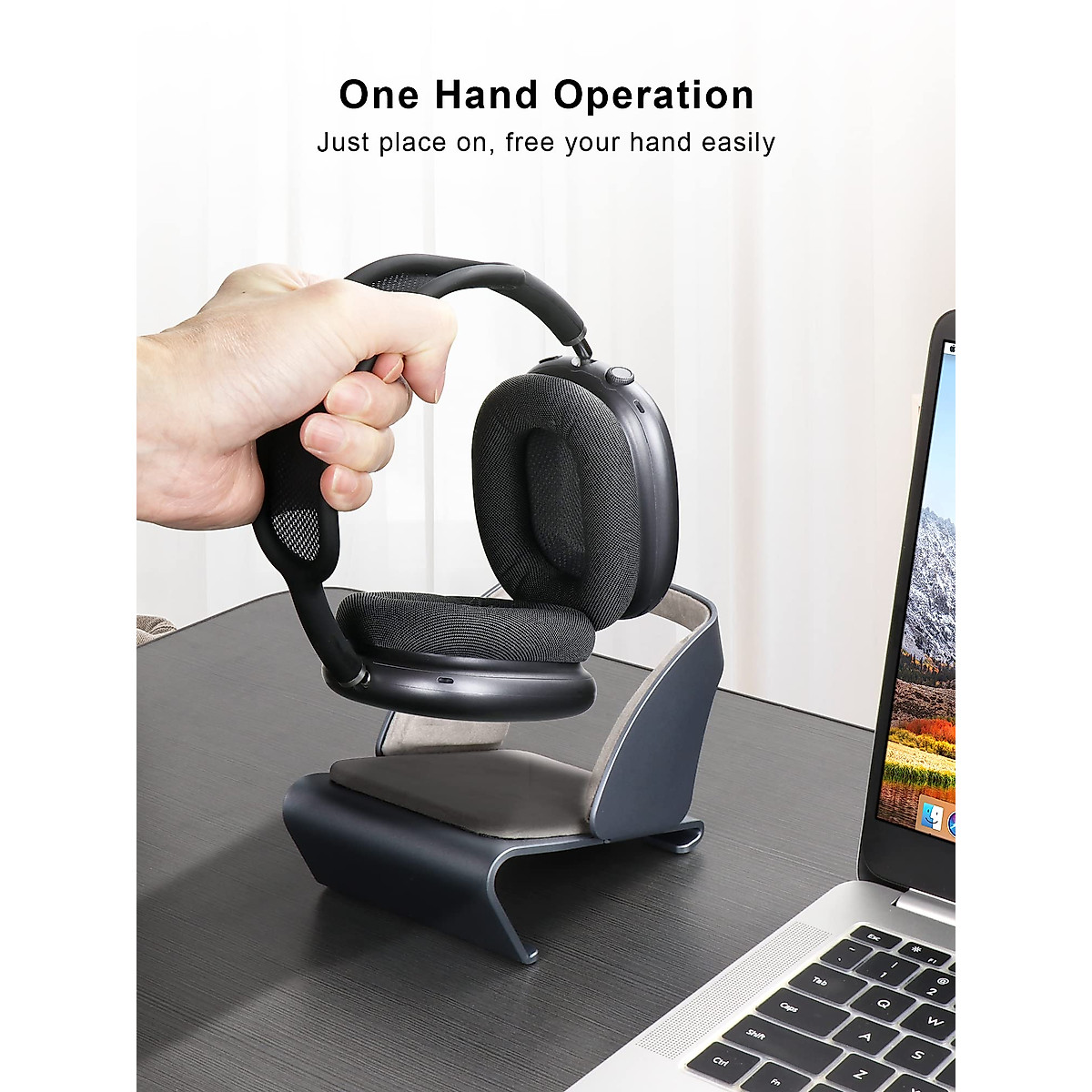 SUPERONE Headphone Stand Designed for AirPods Max, Headset Holder with Hibernating Base [Auto-Sleep Mode] AirPods Max Stand Aluminum Alloy, Grey