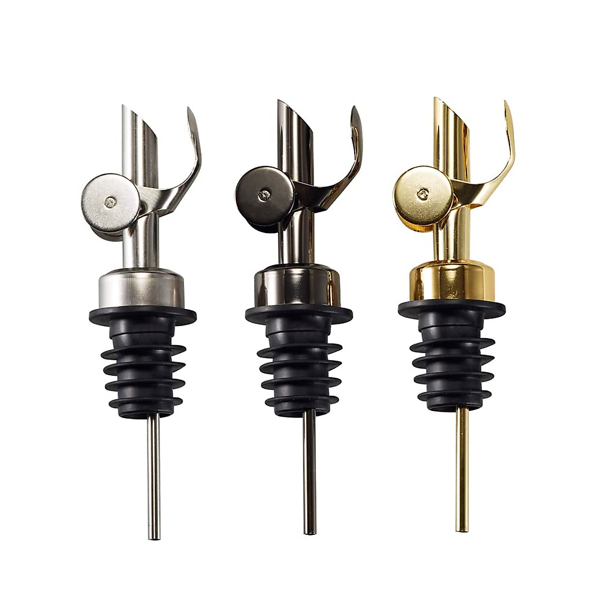 Olive Oil Dispenser Bottle for Kitchen, Coffee Syrup Dispenser w. Weighted Pourer, Glass Bottle Dispenser for Kitchen, Olive Oil Cruet, Glass Olive Olive Bottle | Set of 2 (Gold)