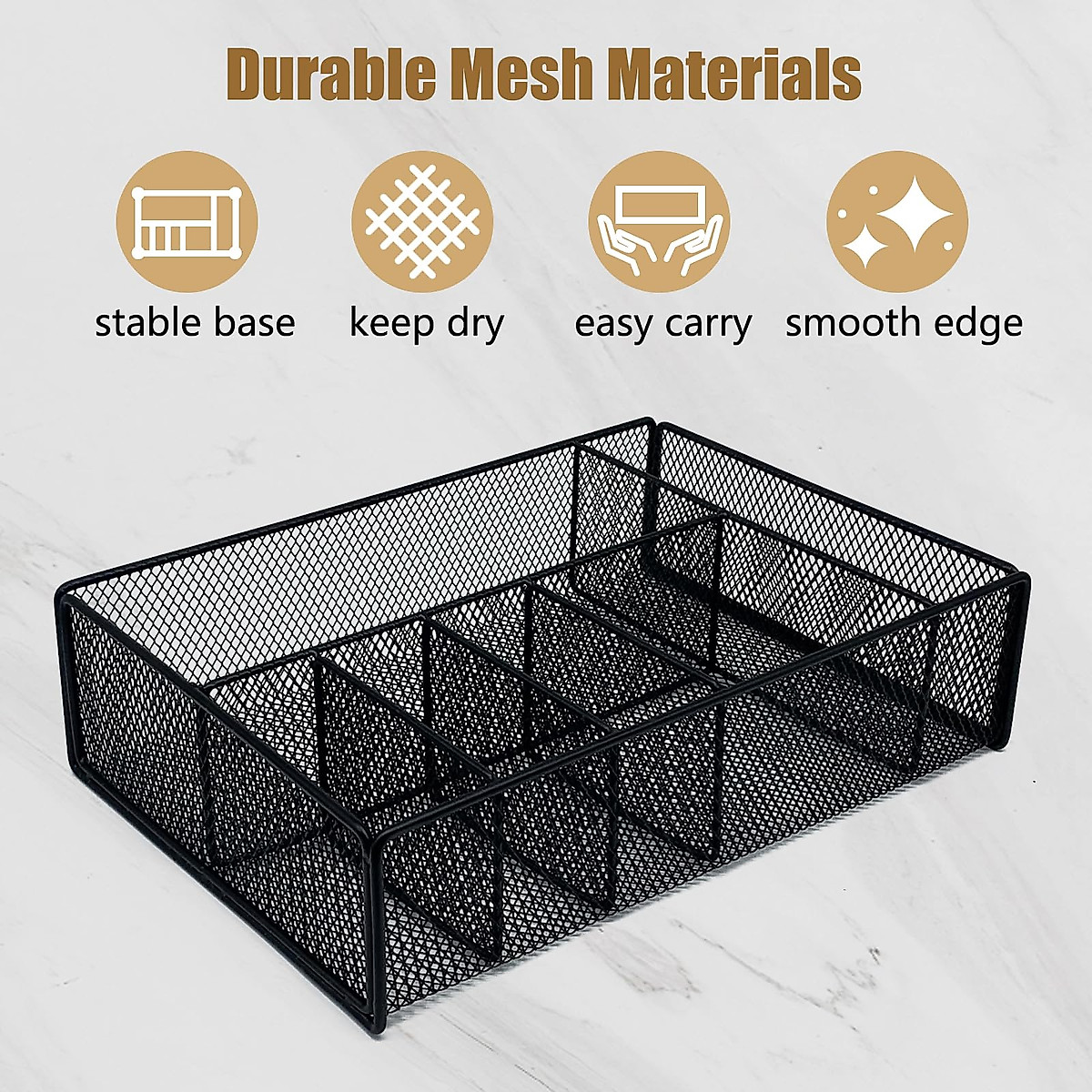 DysanVica Metal Paper Plate Dispenser - Utensil Holder for Kitchen Counter Cabinet Silverware Caddy Cutlery Flatware Organizer Storage Box for Plastic Spoon Fork Plates Napkins Cup Party Camping Black