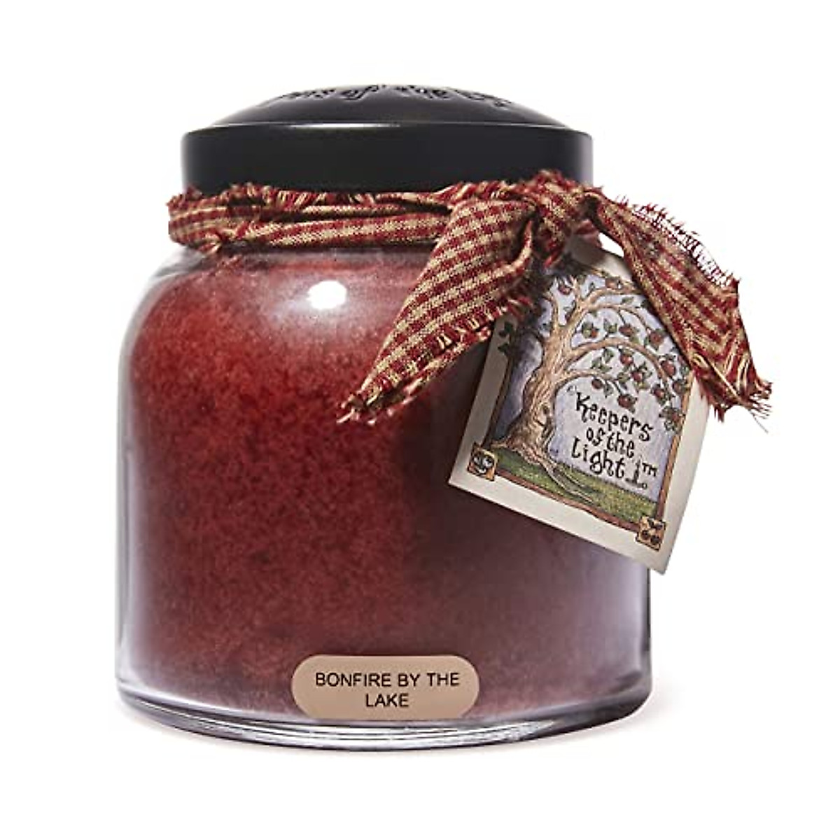 Valentine's Day Special Bundle Bonfire by The Lake - 34oz Papa Scented Candle Jar Plus Black Heart Candle Jar Holder