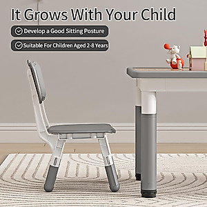 JONUTATO Kids Table and Chairs, Height Adjustable Childrens Table and Chair Set, Kids Tables for Age 2-8, Graffiti Desktop, Table for Kids with 2 Seats, Small Kids Table, Max 300lbs