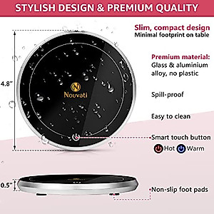 Nouvati Candle Warmer/Mug Warmer/Coffee Warmer for Desk Auto Shut-Off: Excellent Heating, 2 Heating Modes, Safety Features, Sleek Desig& Compact; Tea Warmer (Starlight Silver) 2.0