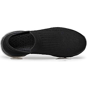 vibdiv Women Sneakers Fashion Walking Shoes Slip-on Air Cushion Lightweight Breathable Comfortable, Full Black 8