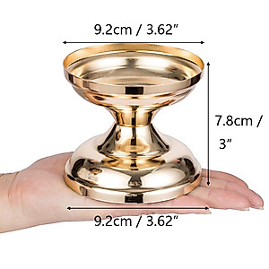 4 Pcs Gold Metal Pillar Candle Holders, Wedding Centerpieces Candlestick Holders for 3" Candles Stand Decoration Ideal for Weddings, Special Events, Parties