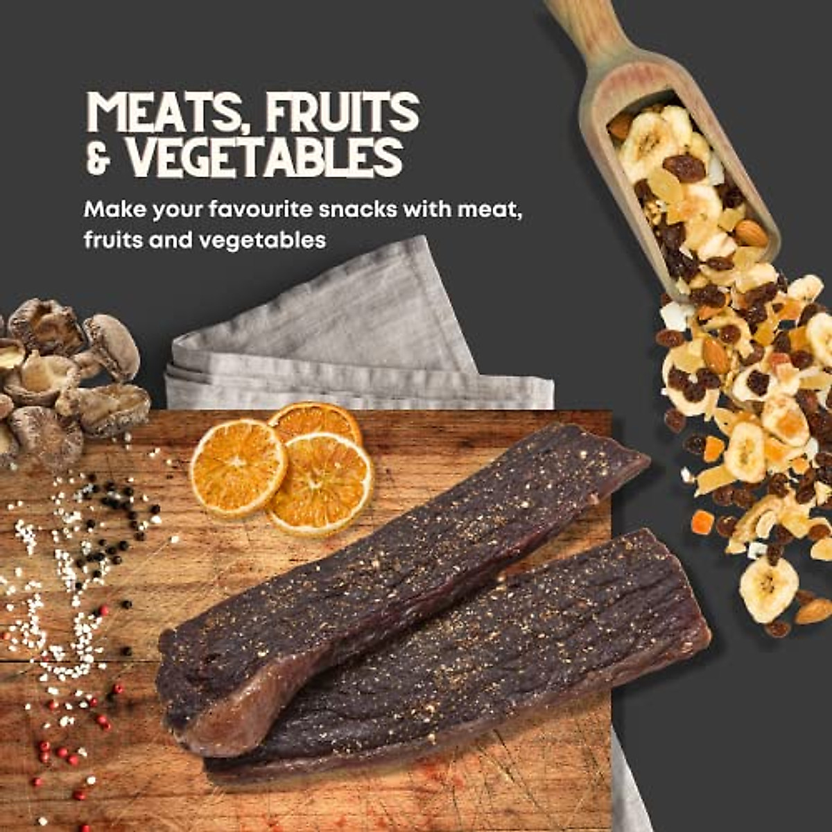 Biltong Boss Biltong Maker and Drying Cabinet, Food Dehydrator with Full Temperature Control, 10 Tray Capacity, for Meat, Vegetables and Fruits, Silver (800w)