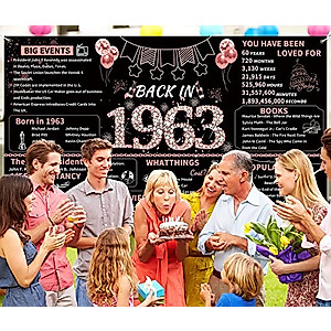 ArtAubrey Rose Gold 61th Birthday Party Banner, 61th Birthday Decorations for Women, Back in 1963 Backdrop Party Supplies, 61 Year Old Photography Background