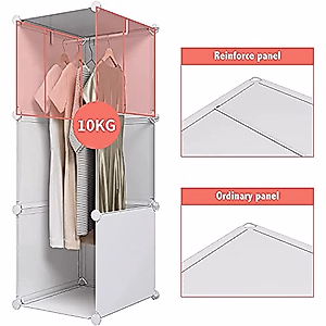 Aeitc Portable Wardrobe Closet Cube Storage Storage Organizer with Doors Bedroom Armoire Visibility Wardrobe (56"x18"x56", White)