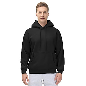 THE GYM PEOPLE Men's Fleece Pullover Hoodie Loose Fit Ultra Soft Hooded Sweatshirt With Pockets Black
