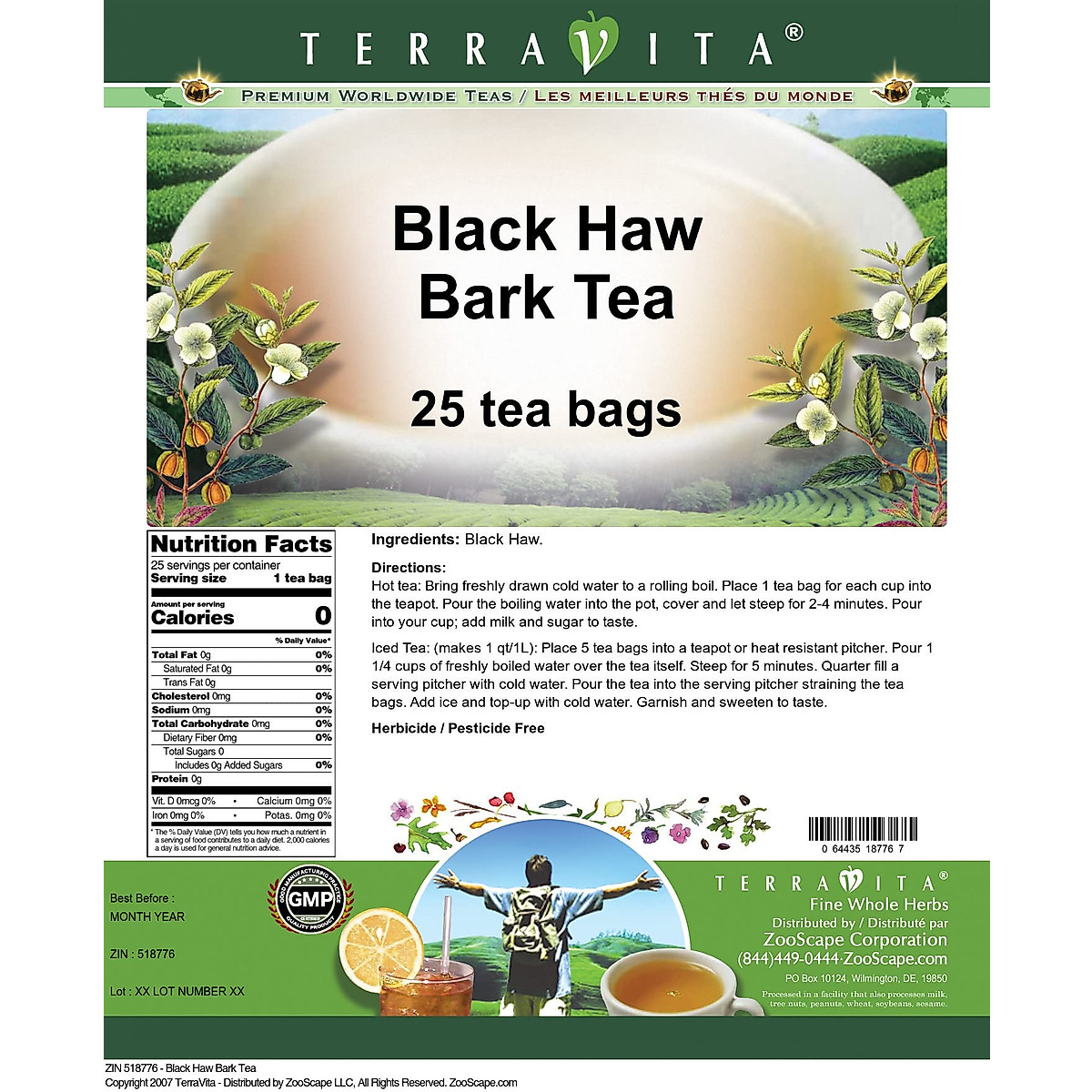 Black Haw Bark Tea (25 tea bags, ZIN: 518776)