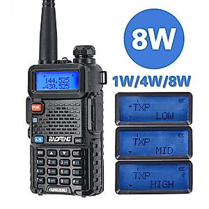 BAOFENG UV-5R 8W Dual Band VHF/UHF Two Way Radio Long Communication Range Walkie Talkie with More 3800mAh Battery,USB Programming Cable,Hand Mic,TL771 Antenna,Acoustic Tube Surveillance Earphone