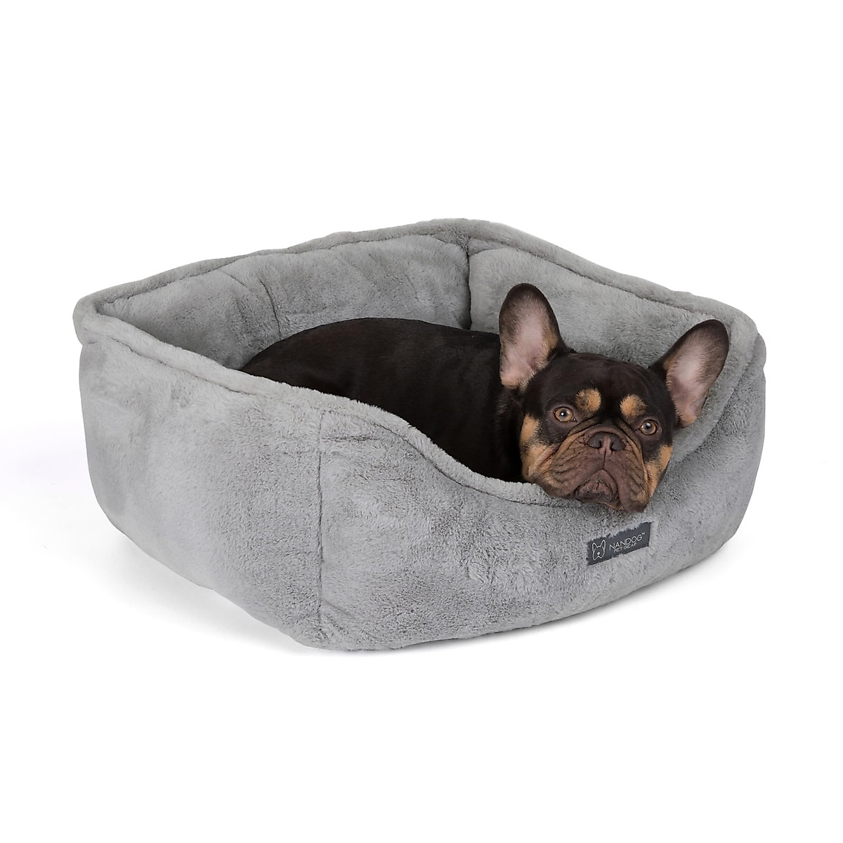NANDOG Super Cloud Reversible Pet Bed in Light Grey - Ultra Soft Micro Plush Fabric - Cozy & Modern Design - Perfect for Cats & Small/Medium Dogs