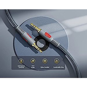 Ruaeoda 3.5mm Aux Audio Cable 30 ft, AUX Cord Braid 3.5mm to 3.5 mm Stereo Audio Cable 1/8 Shielded AUX Headphone Cable Extension Male to Male Outdoor Auxillary Stereo Audio Cable Cord