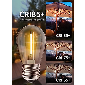 Minetom LED S14 Replacement Light Bulbs, 15 Pack Shatterproof Light Bulbs Equivalent to 11 W, E26 E27 Regular Medium Screw Base for Outdoor Home Light Fixtures and Decorative, 2700K, Warm White