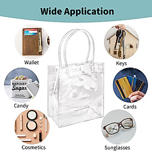 CZWESTC 50 Pcs Clear PVC Gift Bags with Handles, Small Transparent Gift Wrap Bags, Clear Tote Bag, Reusable Shopping Bags with Handle for Merchandise, Retail, Small Business (5.9" x4.92" x 2.75")