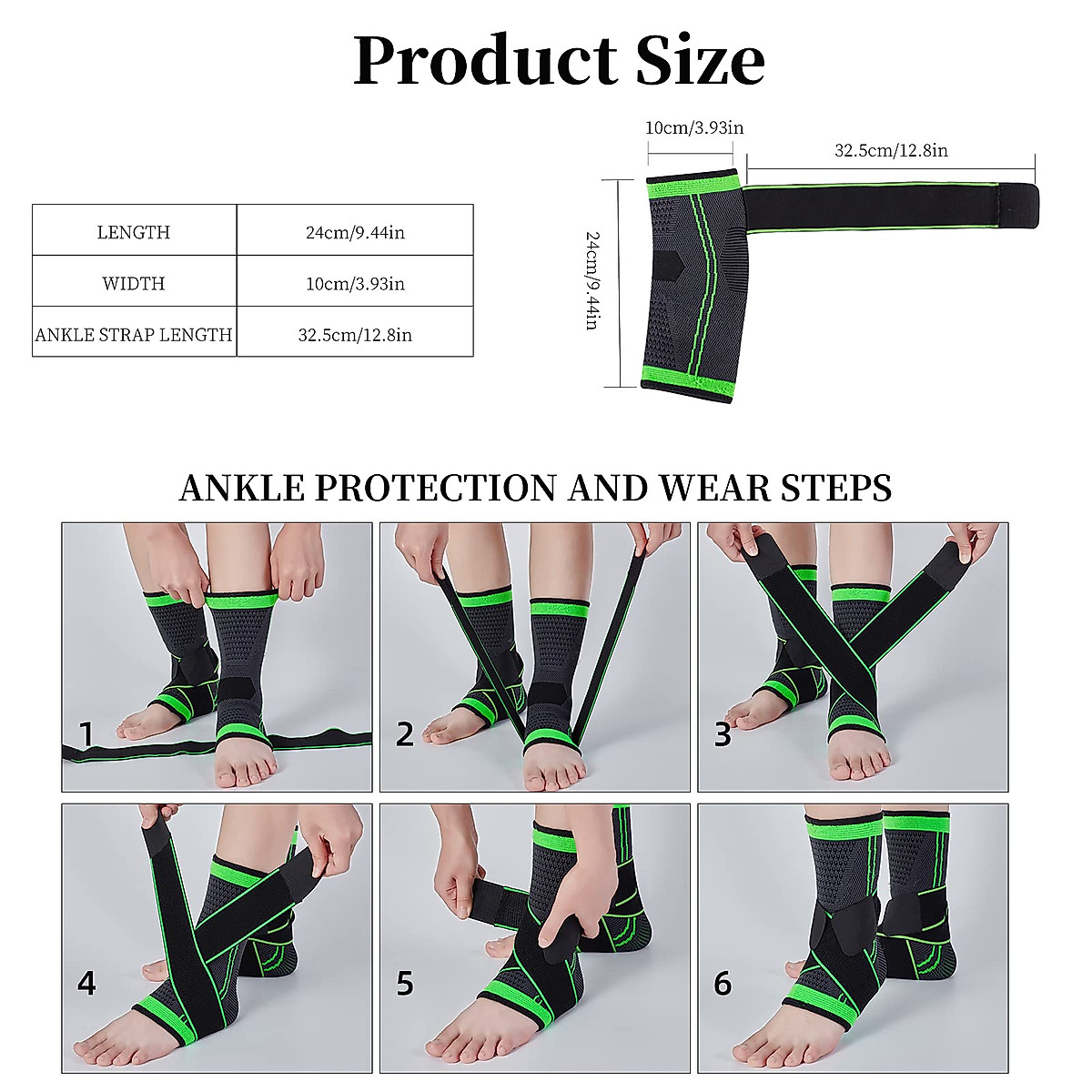 Ankle Support Brace, Breathable Ankle Compression Sleeve with Adjustable Wrap,Elastic Ankle Braces Stabilizer for Plantar Fasciitis,Achilles Tendonitis,Sprained Ankle Pain Swelling Relief (Single)