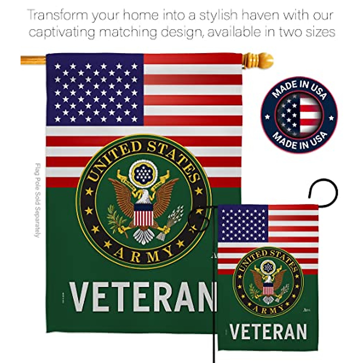 Americana Home & Garden US Army Veteran Garden Flag Armed Forces Rangers United State American Military Retire Official House Decoration Banner Small Yard Gift Double-Sided, Thick Fabric, Made in USA