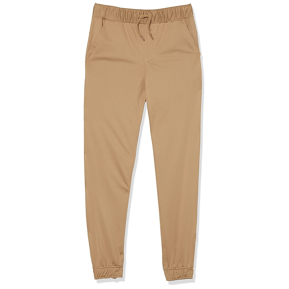 Nautica Boys' School Uniform Jogger Pants, Elastic Waistband with Drawstring Closure, Stretch Twill Fabric, Burnished Khaki/Warp Knit, 14-16