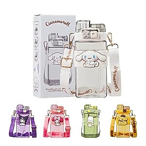 Sewing Concepts Kawaii Straw Water Bottle Dual Nozzle Design with Portable Stylish Perfect Sport Travel Work 17.5OZ/520ML