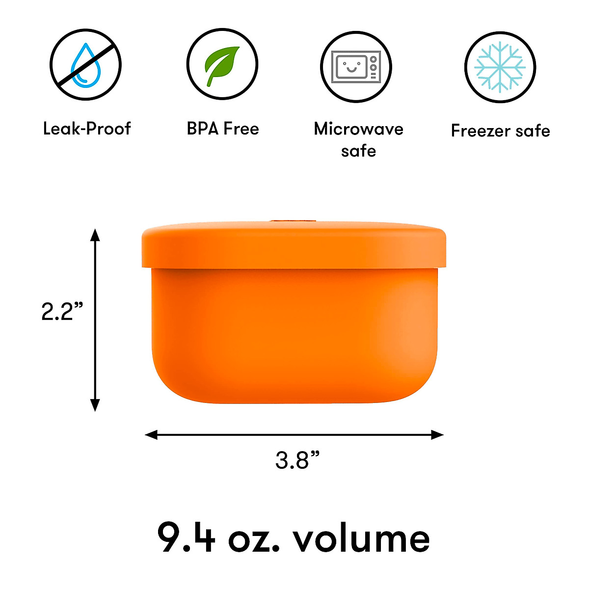 Omie OmieBox Silicone Leakproof Snack Containers To Go, Food Storage Containers with Lid, School Lunch Bento Container - BPA Free, Airtight, Dishwasher and Freezer Safe, Oven Safe - 9.4 ounces