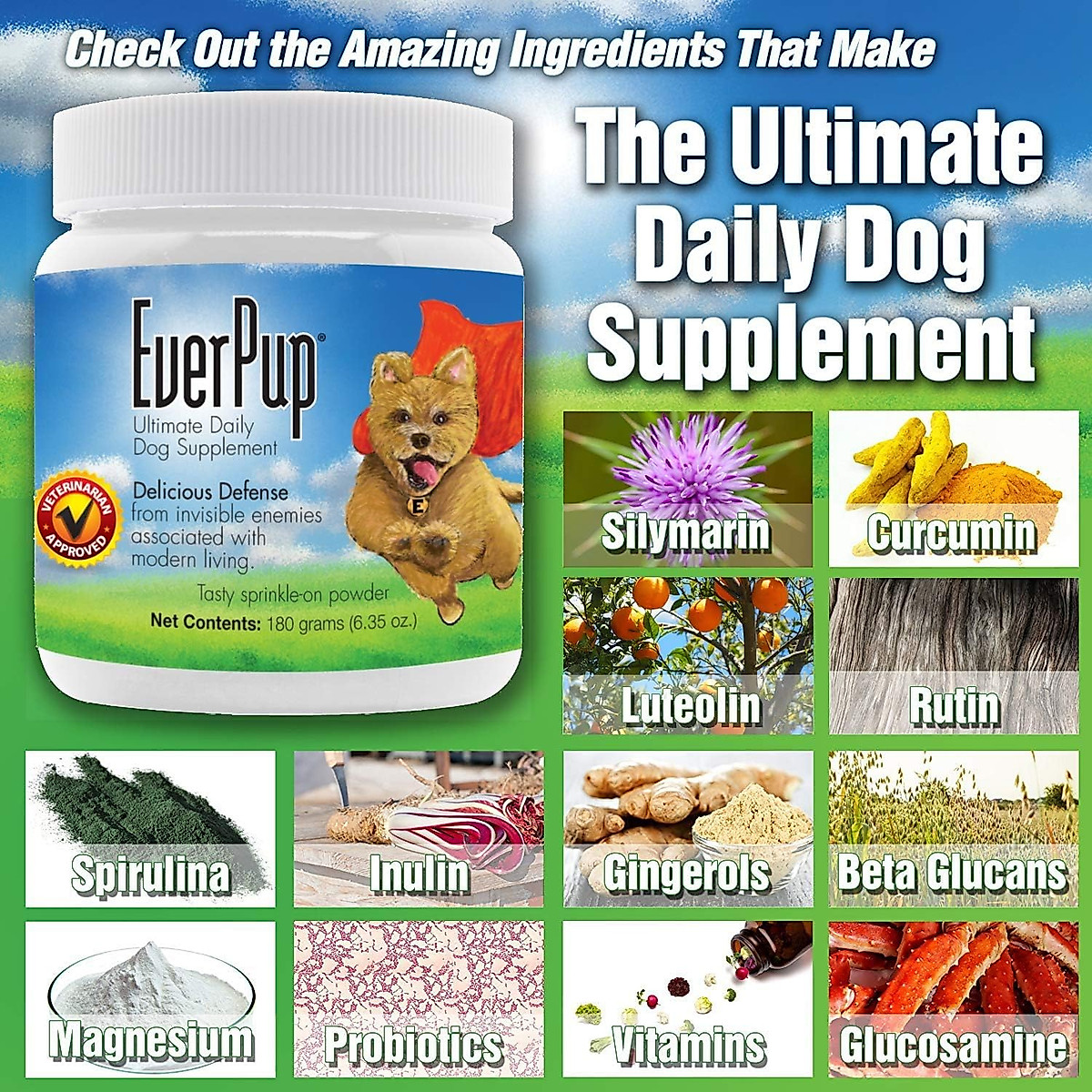 EverPup Dog Supplement, 1080g – All-in-One Multivitamin with Glucosamine, Probiotics, Antioxidants for Joint, Immune & Digestive Support for All Ages