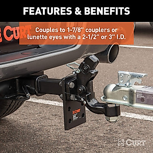 CURT 48180 Pintle Hitch with 1-7/8-Inch Trailer Ball, 16,000 lbs, Mount Required