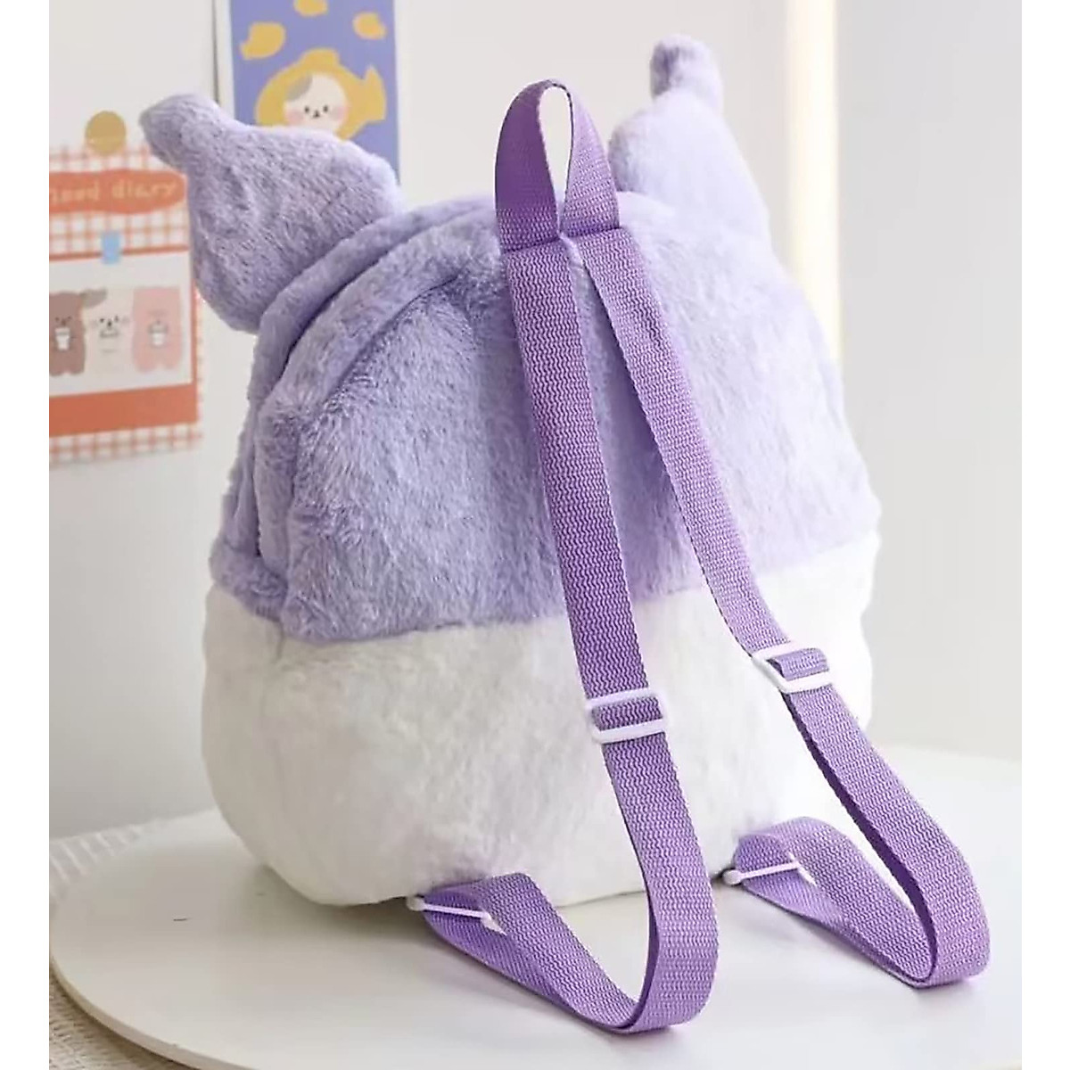 OGOVLL Cartoon Mini Backpack Anime Character Plush Backpack Daily Leisure Package Purple