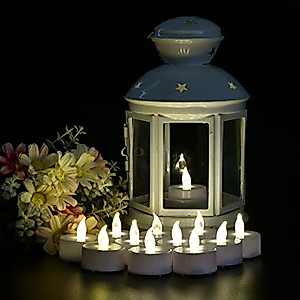 Artmarry Battery Operated Tea Lights Flameless Flickering LED Tealights 24 Pack Warm White Lamp Votive Fake Candle Long Lasting 200+ Hours for Home Holiday Wedding Celebration (Warm White 24 Pack)