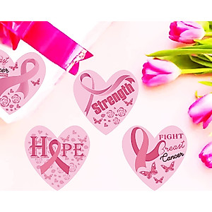 Breast Cancer Awareness Stickers 2 Inch Pink Heart Shaped Official Breast Cancer Hope Sticker for Women Girls,Charity Public Fundraising Favors Party Supplies 500 Pcs
