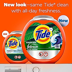 Tide Power Pods Laundry Detergent Pacs with Febreze Freshness with Odor Eliminators, Botanical Rain Scent, 45 Count