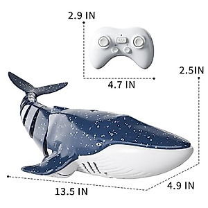 2.4Ghz Remote Control Whale Shark Toys for Boys Kids, 1:18 Scale High Simulation Whale Shark for Pool, Electric RC Whale Shark Fish Toys with Light & Spray Water Function for 4 5 6 7 8 9 Year olds Kid