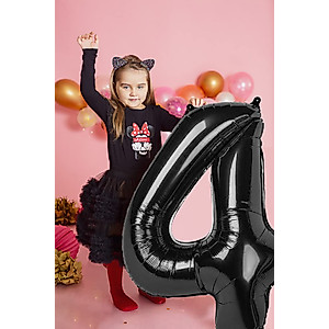 Number 1 Balloon 40 Inch Black Jumbo Mylar Foil Balloons for Halloween Decor Girl Boy 1st 1 11 21 Birthday Decorations Baby Shower Photo Shoot, Wild One Giant Balloons