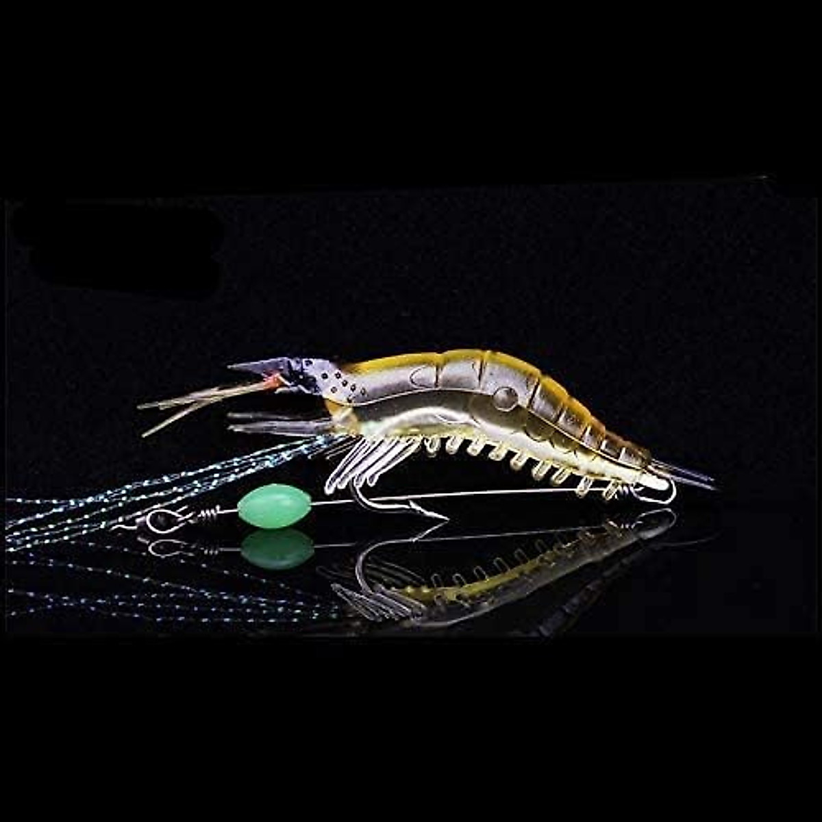 OriGlam 5pcs Soft Luminous Shrimp Lure Set, 5 Colors Shrimp Bait Shrimp Lures Fishing Bait with Hooks Beads Fishing Tackles for Freshwater Saltwater Bass Trout Catfish Salmon
