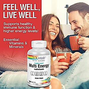 SOLARAY Twice Daily Multi Energy, Iron Free | Complete Multivitamin for Immune & Energy Support (60 Serv, 120 CT)