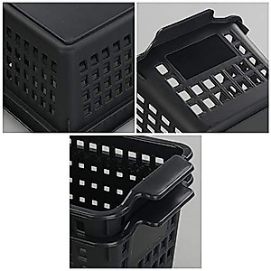 Bblina Slim Storage Baskets, Small Plastic Organizing Bins Set of 6, Black