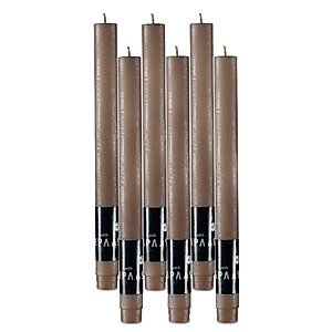 SPAAS Rustic Taupe Dinner Candles - 10" Tall Rustic Taupe Candles, Set of 6 - Unscented Decorative Candles for Home Decor, Party, Wedding, and Holiday