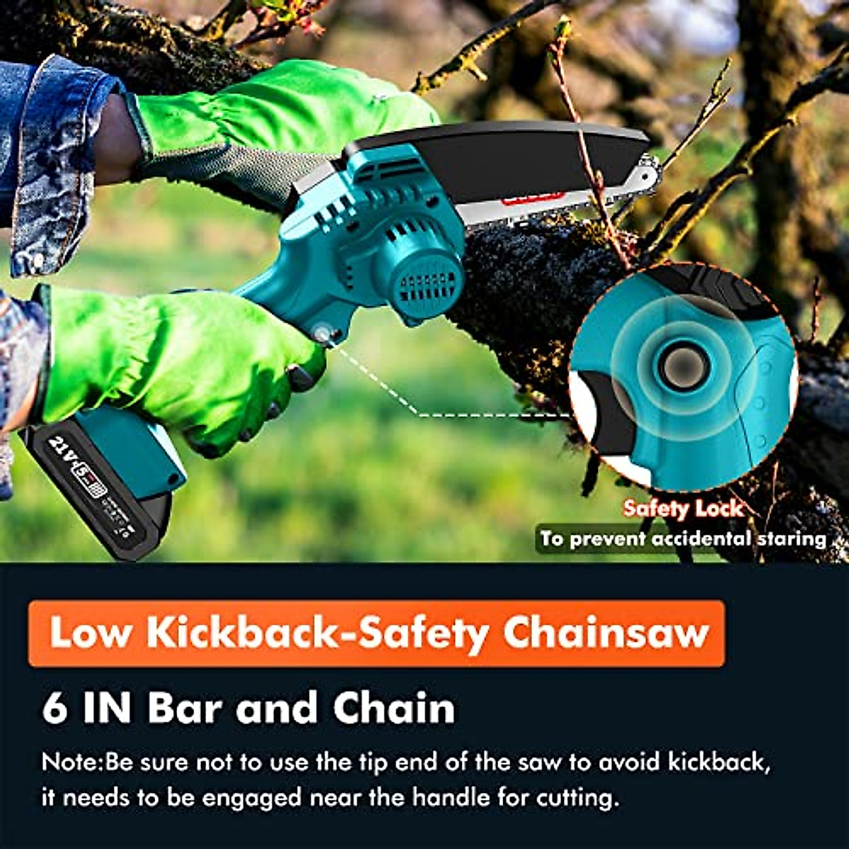 Mini Chainsaw 6-inch Mini Chainsaw Cordless 𝟭𝟮 Pc Tool Set, Seesii Battery Chainsaw with 2x Big Batteries, 2.62lbs Handheld Electric Power Chain Saw with Safety Lock for Tree Trimming Wood Cutting