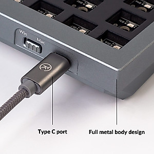Keychron Q2 Wired Custom Mechanical Keyboard Barebone Knob Version, QMK/VIA Programmable Macro, Compatible with Mac Windows Linux, Hot-Swappable 65% Layout, Double-Gasket DIY Kit - Grey