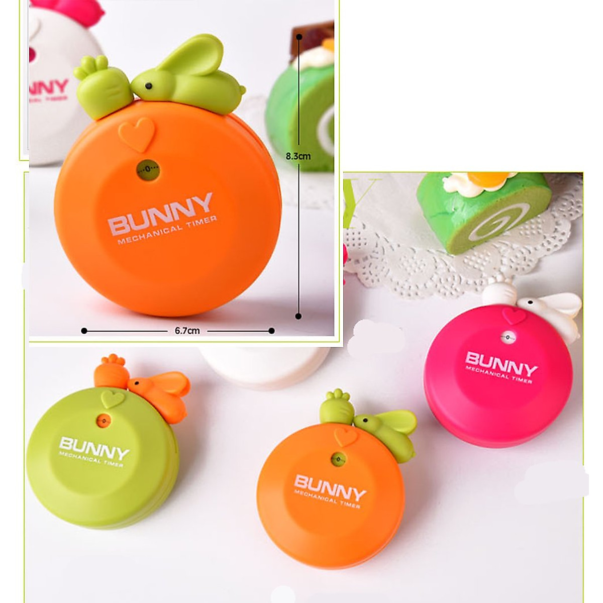 Golandstar Cute Cartoon Bunny Timers 60 Minutes Mechanical Kitchen Cooking Timer Clock Loud Alarm Counters Mini Size Manual Timer (Rose)