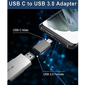 USB C Male to USB 3.0 Female Adapter 3-Pack,Thunderbolt 3 Type C OTG Drive Converter for MacBook Pro 2022,iPad Mini 6 Air 4 5 Generation,Surface Go,Microsoft Galaxy S23 23 S21 S22 Plus Ultra