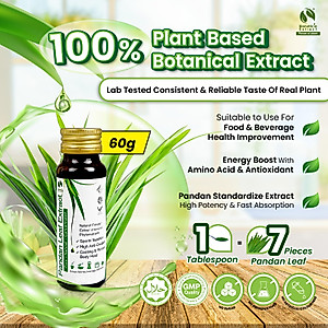 Pandan Extract Concentrate for Bakery & Beverage 60g | Standardized Plant Extract of the East, Fresh Natural Asian Gourmet Flavoring Ingredient