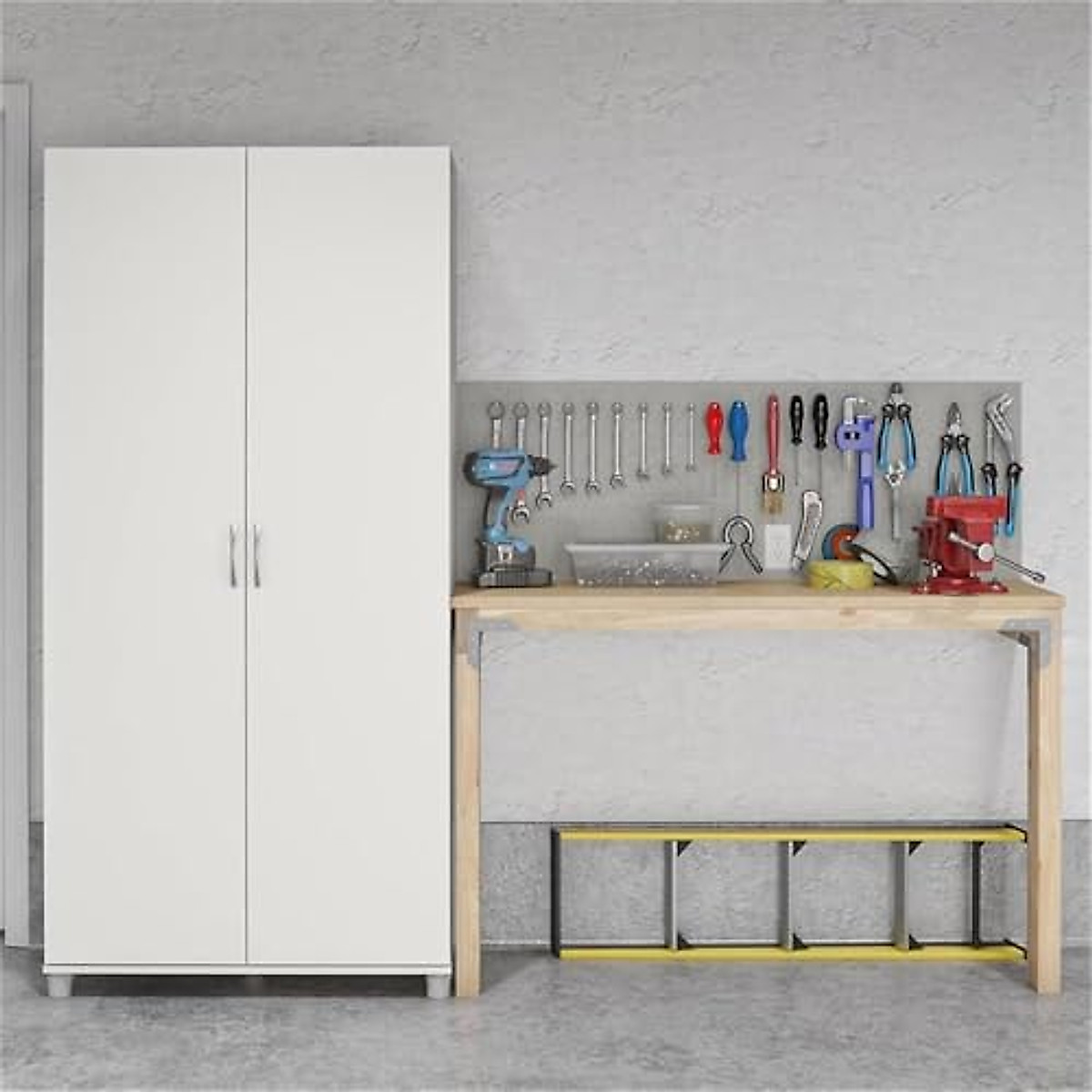Pemberly Row Engineered Wood Transitional 36" Utility Storage Cabinet in White
