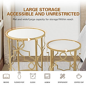 RiteSune Round Side Tables with Wooden Top End Table Set of 2, Mid Century Modern Circle Coffee Tables Accent Table for Small Spaces, Living Room, Bedroom, Foyer, Entryway - Assemble Already