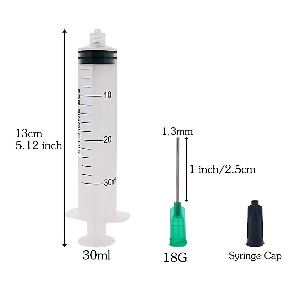 Shintop 30ml Syringe with 18G 1 Inch Blunt Tip Needles and Syringe Caps for Experiments, Industrial Use (12 Pack)