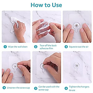 Abeillo 10 Pcs Adhesive Wall Hooks, No Nail Wall Mount Screw Hangers Hooks Screw Free Sticker for Hanging Paintings, Reusable Sticky Hooks for Kitchen, Bathroom, Home, Office (13LB)