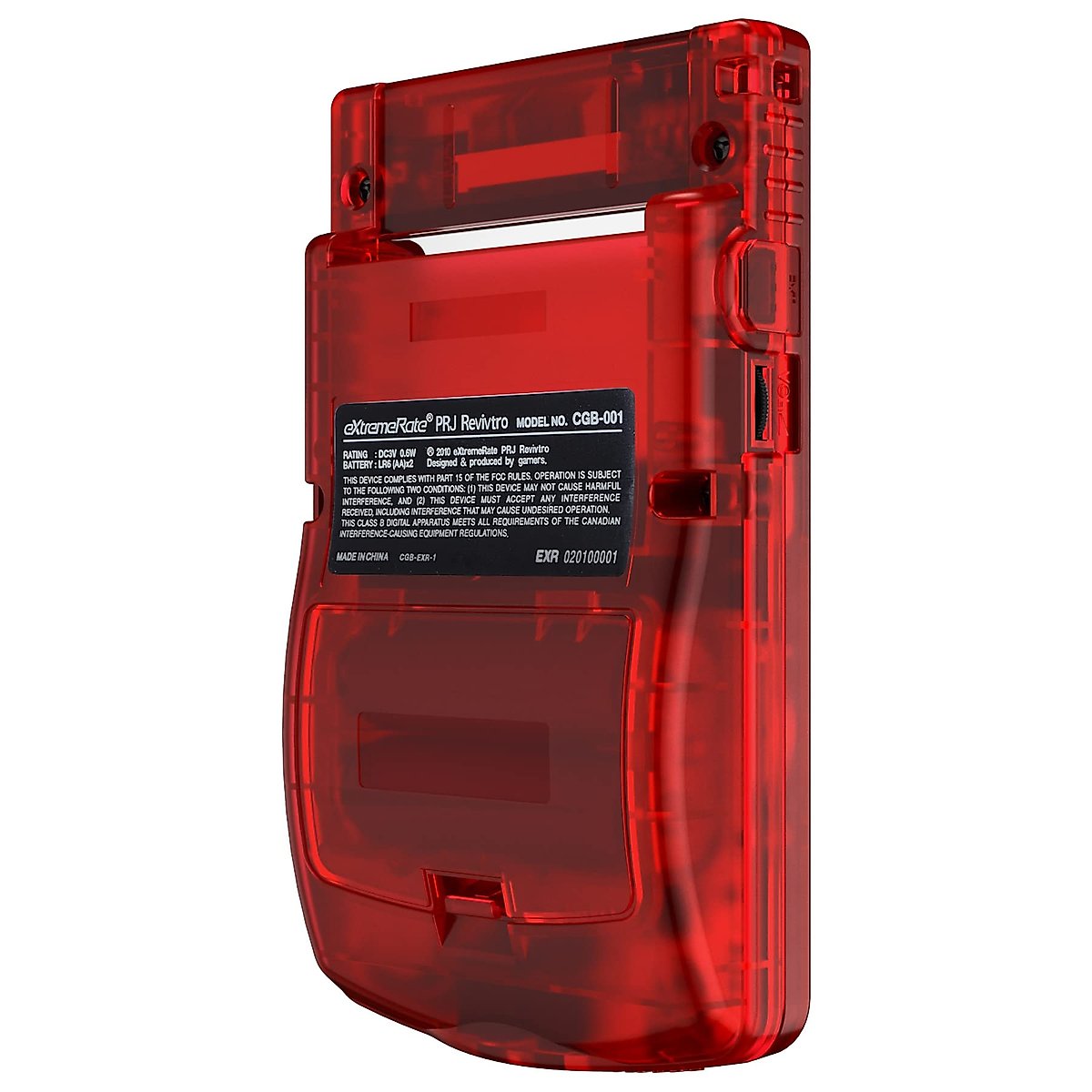 IPS Ready Upgraded eXtremeRate Clear Red Replacement Shell Full Housing & Black Screen Lens for Gameboy Color – Fit for GBC OSD IPS & Regular IPS & Standard LCD – Console & IPS Screen Without