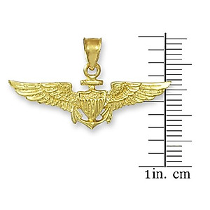 American Heroes Solid 10k Gold US Naval Aviator Wings Pendant