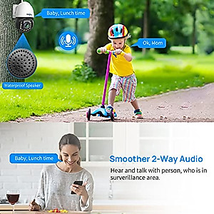 Hiseeu Wireless 30X Optical Zoom Camera 3MP PTZ Camera Outdoor Two Way Audio 250ft Night Vision with Floodlight, Sound&Light Alarm High Speed Dome Security Camera Humanoid Detection