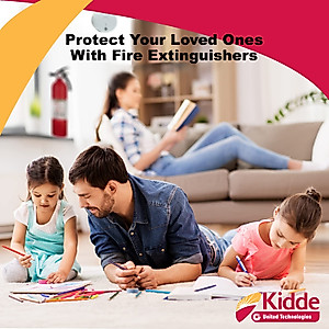 Kidde FA110 Multipurpose Fire Extinguishers 1 Pack - Red, (Rating 1-A:10-B:C) Includes Wholesalehome Cleaning Cloth