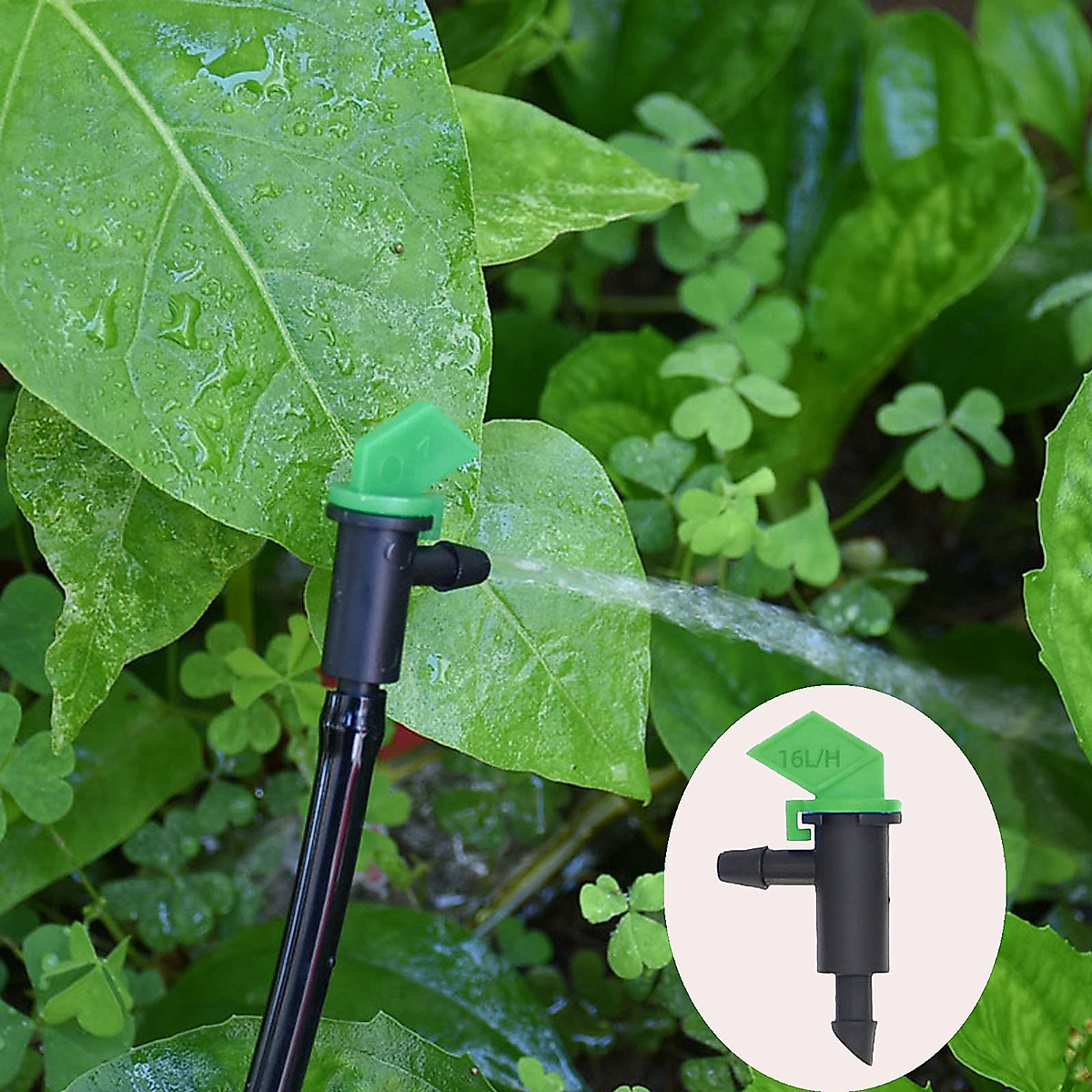 100 Pack 4 GPH Flag Irrigation Dripper Emitter 16L/H Garden Irrigation Drip Emitters Irrigation Emitter Flag Dripper Drip Irrigation Connect 4mm/7mm Hose for Home Garden Trees Herbs (Green)
